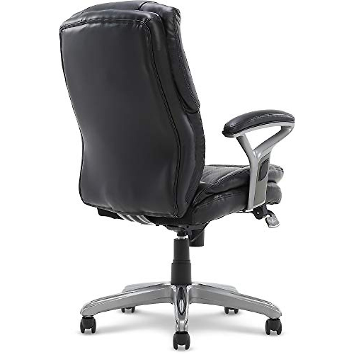 Elle Decor Anniston Wellness by Design Mid Office AIR Lumbar Technology, Ergonomic Computer Chair with Lower Back Support, Bonded Leather, Black