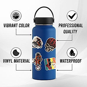50 Pack Pcs BMX Bike Stickers for Water Bottles Waterproof Vinyl Laptop Luggage Scrapbooking Transportation Biking Sticker Packs Bulk Set Teens Adults Boys Aesthetic Small Decals