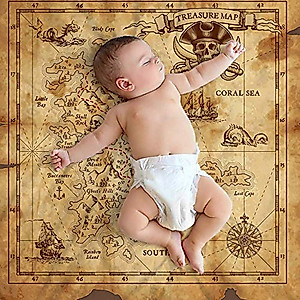 Mugod Map Throw Blanket Treasure Map and Pirate Emblem Sailboat Compass on a Ruined Old Parchment Decorative Soft Warm Cozy Flannel Plush Throws Blankets for Baby Toddler Dog Cat 30 X 40 Inch