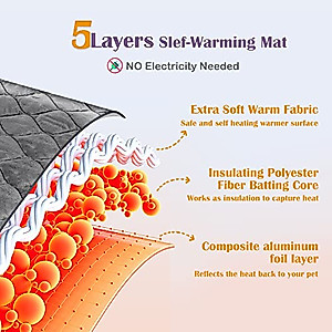 ULIGOTA Self Heating Cat Mat Thermal Pet Bed Mat Self-Warming Pet Crate Pad