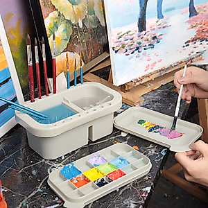 MyLifeUNIT Paint Brush Cleaner, Set of 2 Pcs Plastic and Stainless Steel Paint Brush Holder