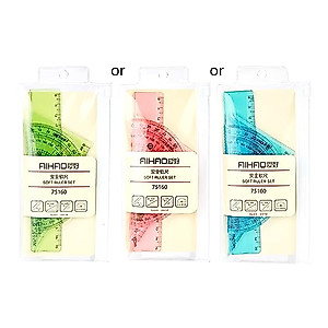 Geometry Plastic Ruler Set Clear Straight Ruler Triangle Ruler Protractor Ruler Tool Set School Office Supply Math Ruler Ruler Measuring Tool