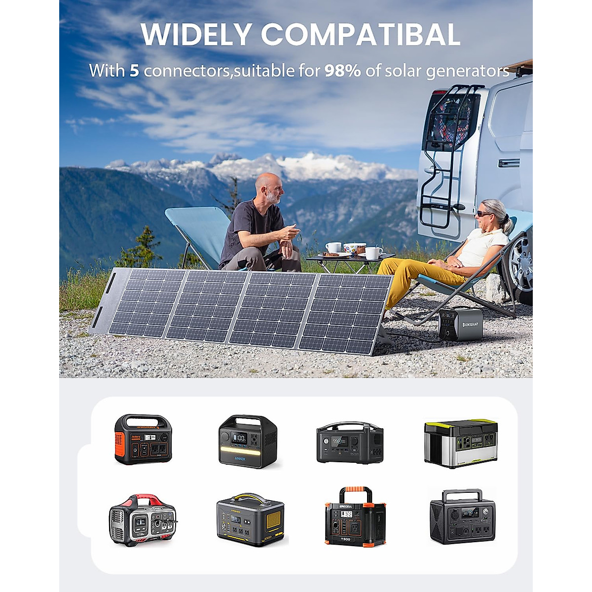 200W Portable Solar Panel,Ultre-Light 9.9lbs,20V Foldable Solar Charger kit with MC4 Output,23% Efficiency for 98% Power Stations Outdoor Camping Hiking Van RV Trip
