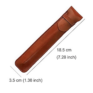 Daimay 2PCS Leather Pen Case Holder Handmade Fountain Pen Pouch Soft Pen Protective Sleeve Cover for Ballpoint Pen, Stylus Touch Pen - Black & Brown