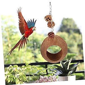OATIPHO Coconut Shell Swing Bird Nest Parrot Sleeping Bed Bird Nesting Box Toy