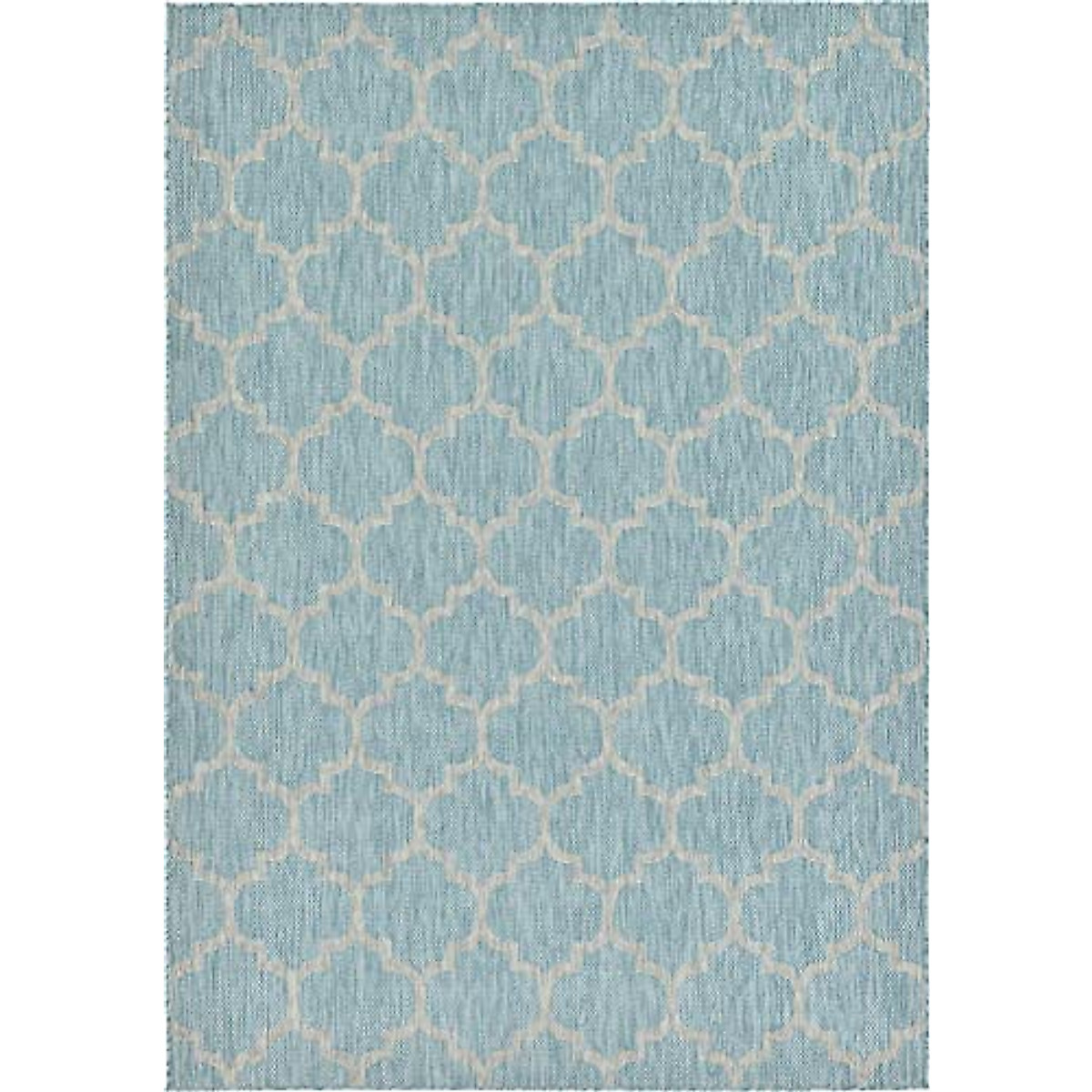 Unique Loom Outdoor Trellis Collection Area Rug (7' 1" x 10' Rectangle, Aquamarine/ Gray)
