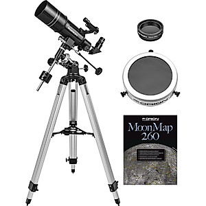Orion Observer 80ST EQ Refractor Sun and Moon Kit with Solar (Sun) Filter and Moon Filter