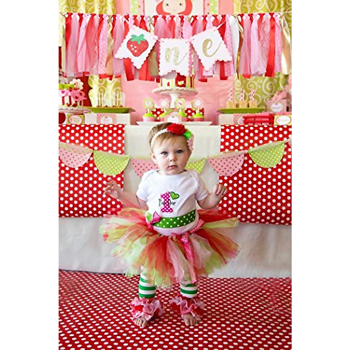 Berry Strawberry Theme High Chair Banner - Sweet First Birthday Banner - Smash Cake Photo Prop - 1st Birthday Photo Backdrop Decorations - Birthday Souvenir and Gifts for Kids (Strawberry-2)
