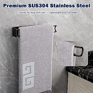 NearMoon Hand Towel Holder/Towel Ring Strong Hold Self Adhesive Bathroom Towel Bar, Thicken Stainless Steel Towel Rack- Sticky Towel Hanger, Contemporary Style, NO Drilling (Matte Black)