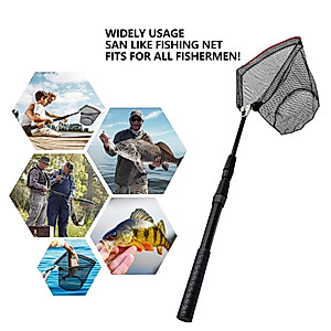 SAN LIKE Fishing Net Fish Landing Nets Ice Fishing Collapsible Telescopic Sturdy Pole Handle for Saltwater Freshwater Extending to 36/43/71/98inches (49inch-Black)