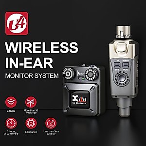 Xvive U4 Wireless in-Ear Monitor System Set with Transmitter and Receiver (One Receiver and One Transmitter)