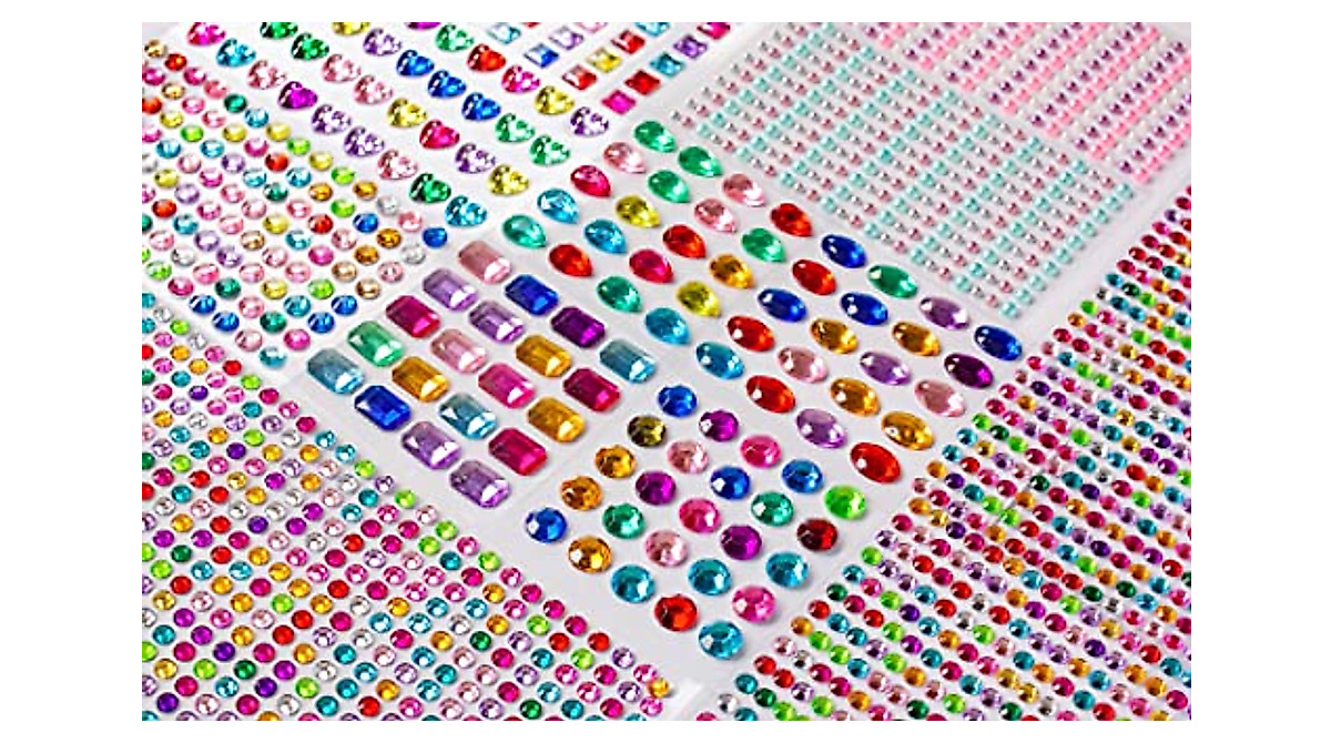 2200+ Gem Stickers for Crafts | Glitter & Rhinestone Self-Adhesive Jewels