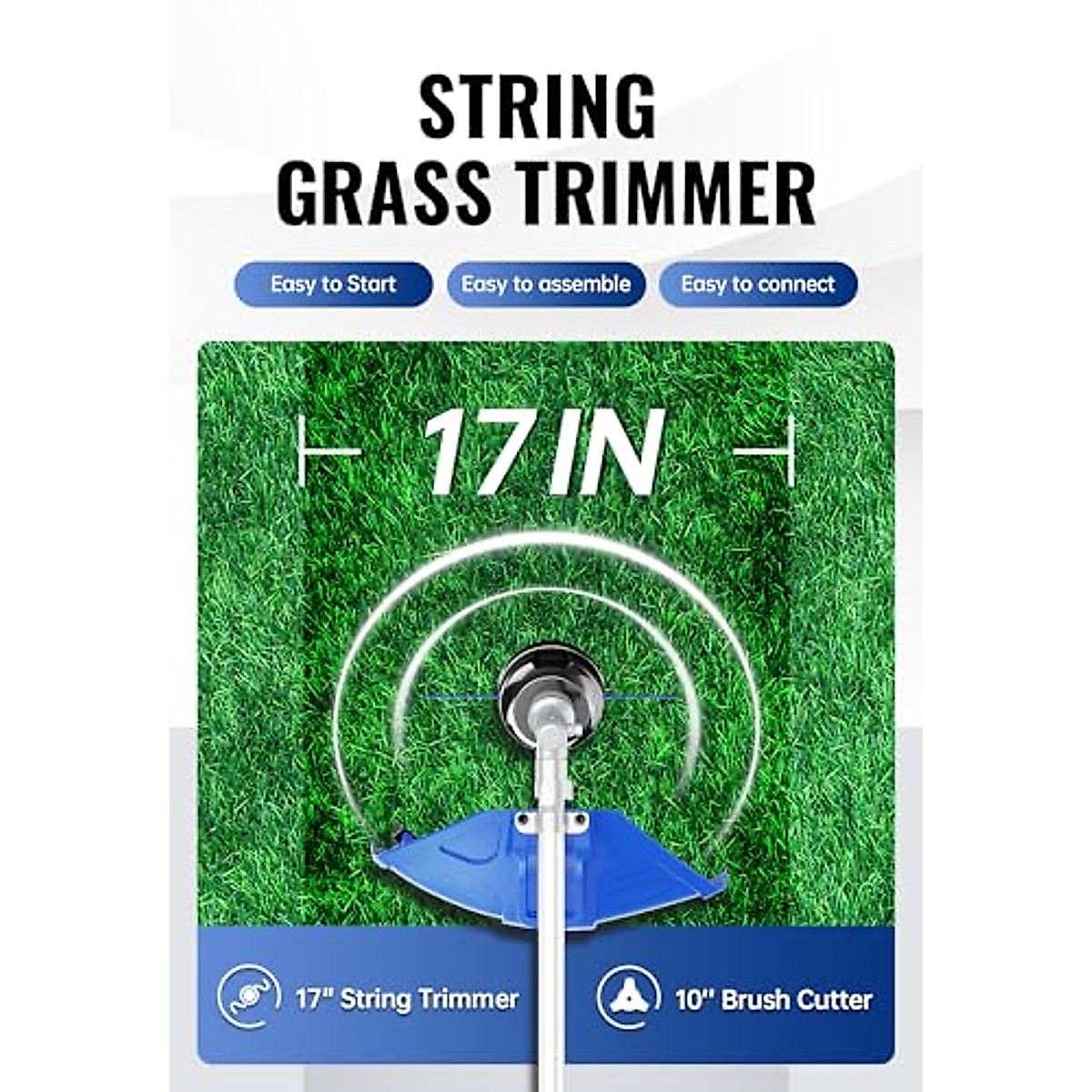 WILD BADGER POWER 26cc Weed Wacker Gas Powered, 3 in 1 String Trimmer/Edger 17'' with 10'' Brush Cutter,Rubber Handle & Shoulder Strap Included