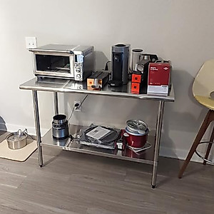 STABLEINK NSF Stainless Steel Table, 24 x 48 Inches Metal Prep & Work Table with Adjustable Undershelf, for Commercial Kitchen, Restaurant, Hotel and Garage