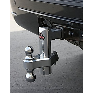 Trimax TRZ8AL 8" Premium Aluminum Adjustable Hitch with Dual Hitch Ball and T5 Receiver Lock, Polished Aluminum