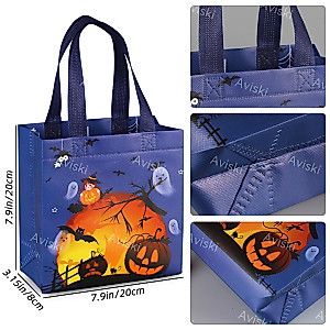 Aviski 10PCS Halloween Trick or Treat Bags, Small Halloween Tote Bags with Handles, Gift Bags, Multifunctional Non-Woven Halloween Bags for Gifts Wrapping, Halloween Party Supplies