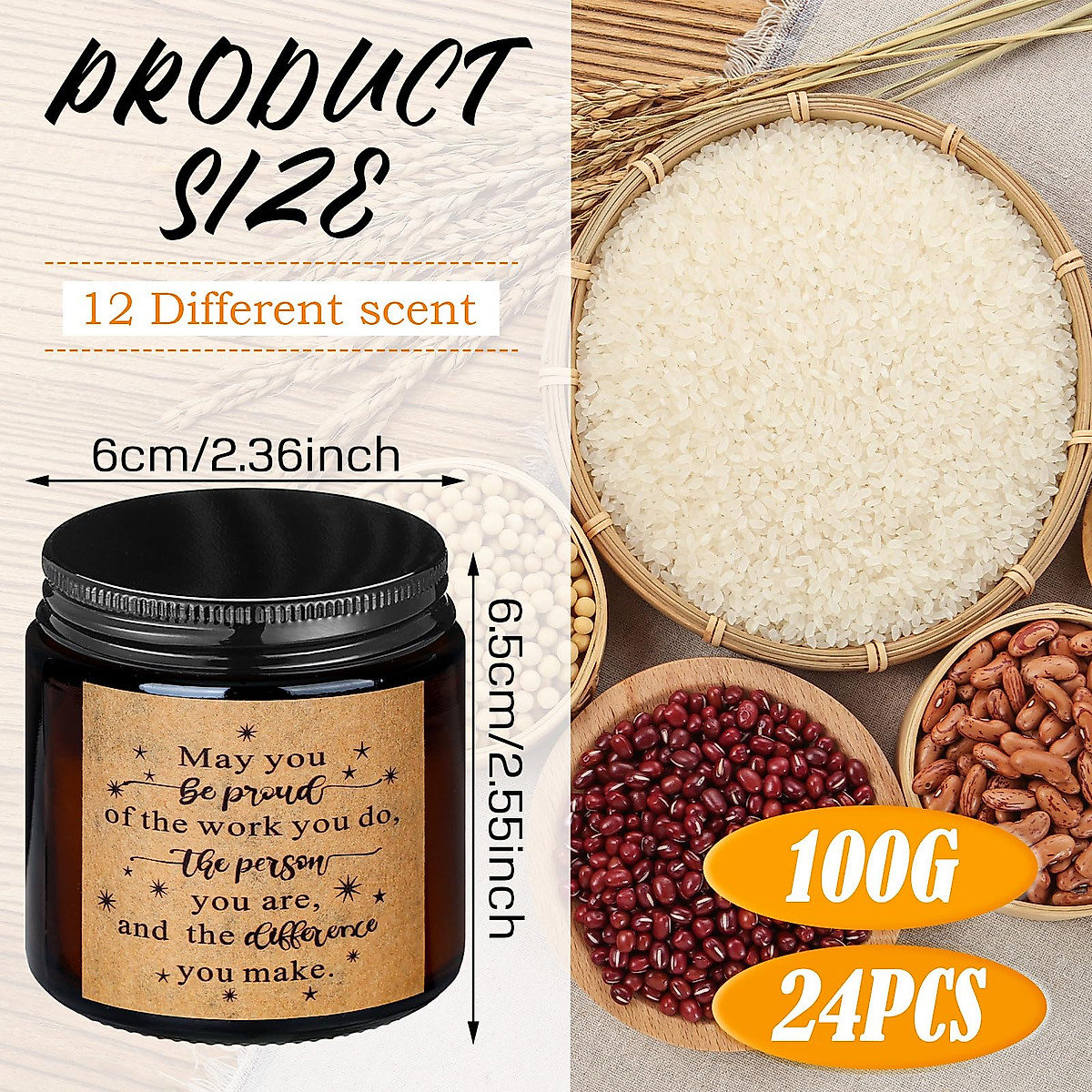 MTLEE 24 Pcs Thank You Candles 3.5 oz Candles Christmas Gift Employee Appreciation Gifts Proud of You Graduation Gifts Inspirational Jar Candles for Teacher Coworker Nurse Mom(Stylish Style)