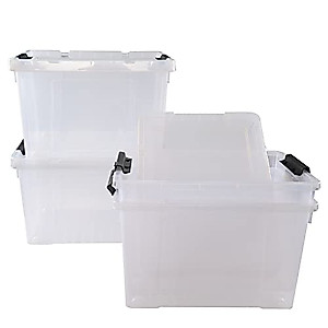 Kiddream 50 Quarts Large Clear Storage Box, Latching Container Bins with Wheels Set of 4