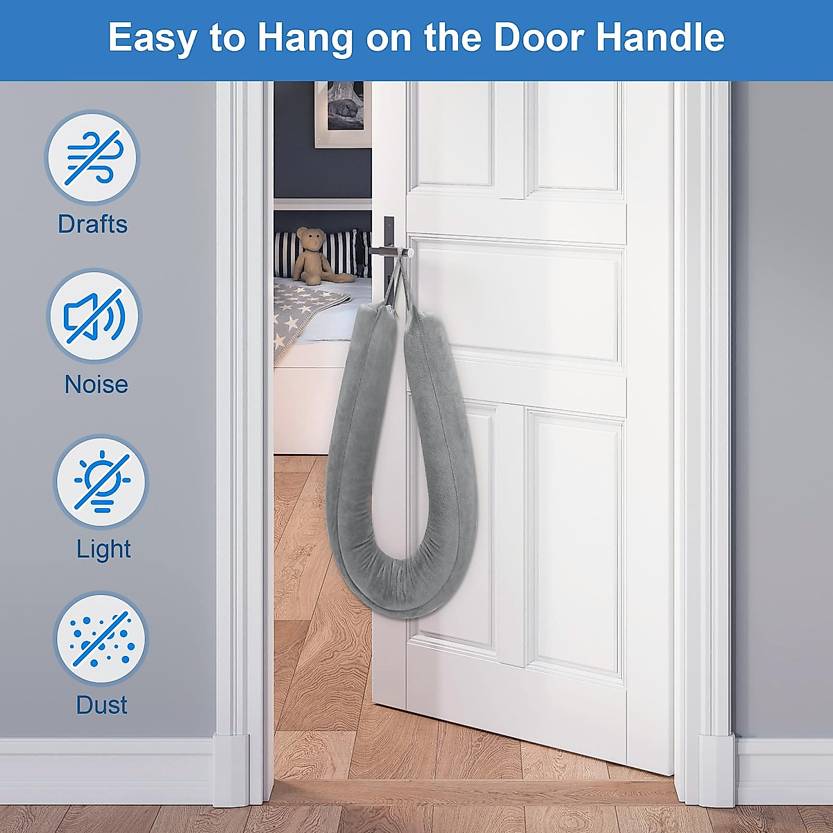 DCUINS Door Draft Stopper 36 Inch, DIY Self-Filling Draft Guard for Bottom of Door, Noise Blocker for Doors and Windows, Machine Washable, Gray