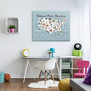 Stupell Industries National Parks Adventures USA Map Canvas Wall Art, Design by Stephanie Workman Marrott
