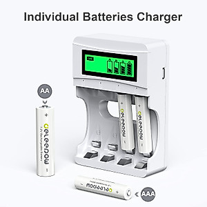 Deleepow Rechargeable AAA Batteries Ni-MH Triple A Batteries with LCD Charger 1100mAh 1200 Cycles Pack of 8