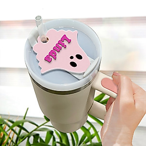 40/30 oz Personalized Ghost Tumbler Topper, Tumbler Cup Accessory, Boo Tumbler Name Tag, Halloween Tumbler, Name Plate