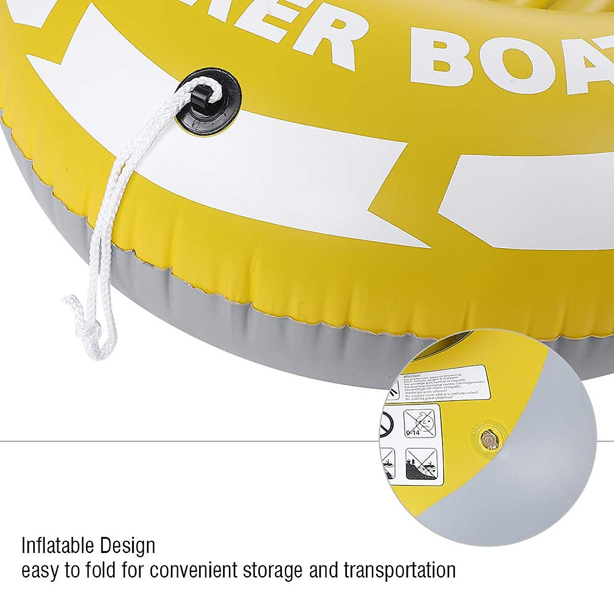 Wbestexercises Inflatable Boat with Two Paddle Mounts, 1 Person PVC Thicken Inflatable Kayak Canoe Rowing Air Boat Fishing Drifting Diving, Yellow