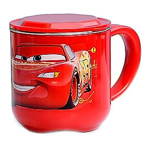 Everyday Delights Disney Cars Lightning McQueen ABS Stainless Steel Cup with Lid, 250ml, Red