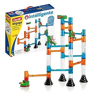 Quercetti Transparent Marble Run - 45 Piece Basic Building Set - Classic Construction Toy Perfect for Beginners Ages 4 and Up (Made in Italy)