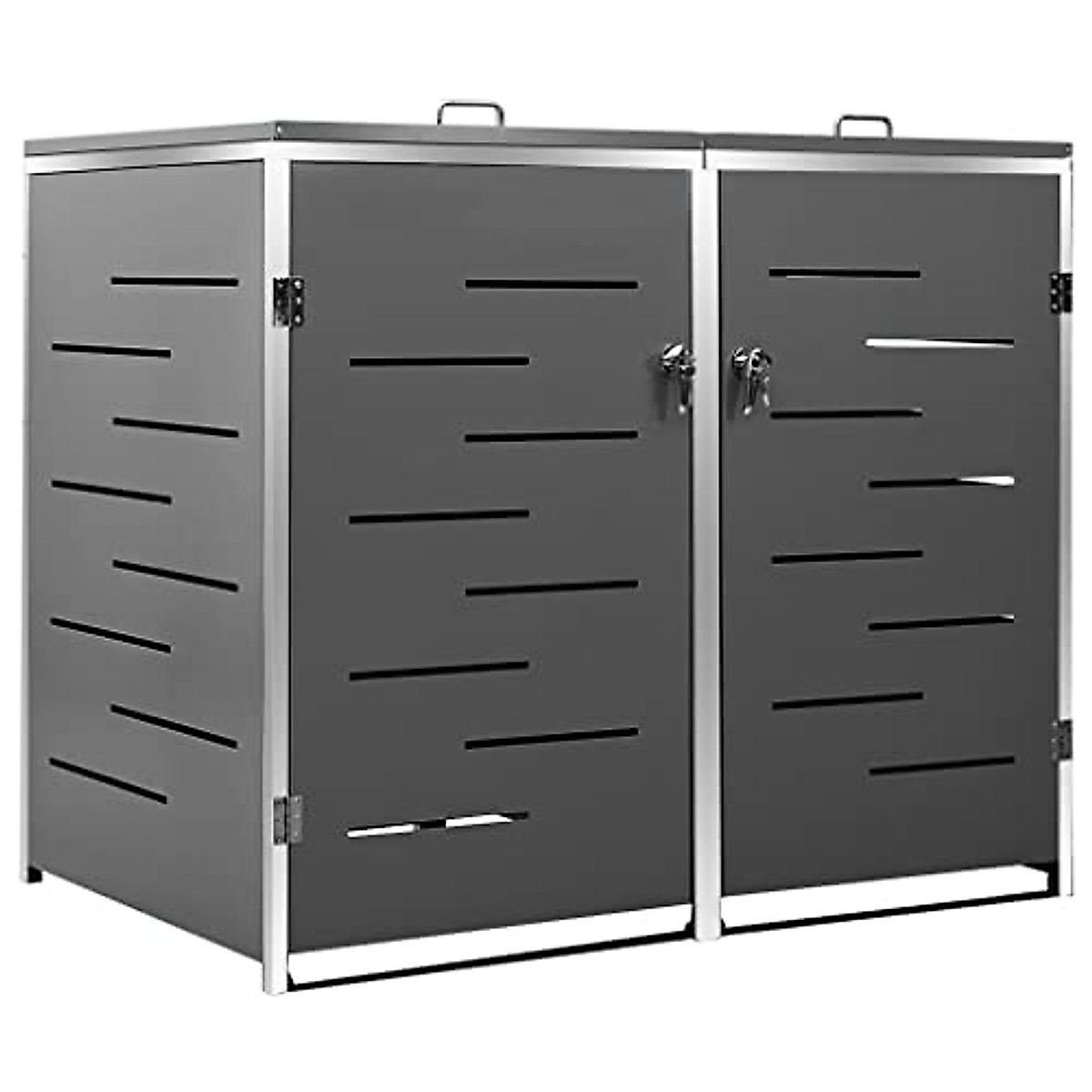 Canditree Outdoor Storage Shed for Garbage Cans, Double Wheelie Bin Shed Stainless Steel for Patio Garden (Anthracite)