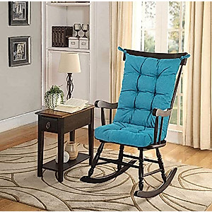 sutailocus rocking chair cushion Anti-slip tufting rocking chair cushions indoor/outdoor,Removable Set of Upper and Lower adirondack chair cushion,for nursery/high back chair （Tie fixing） (Light Blue)