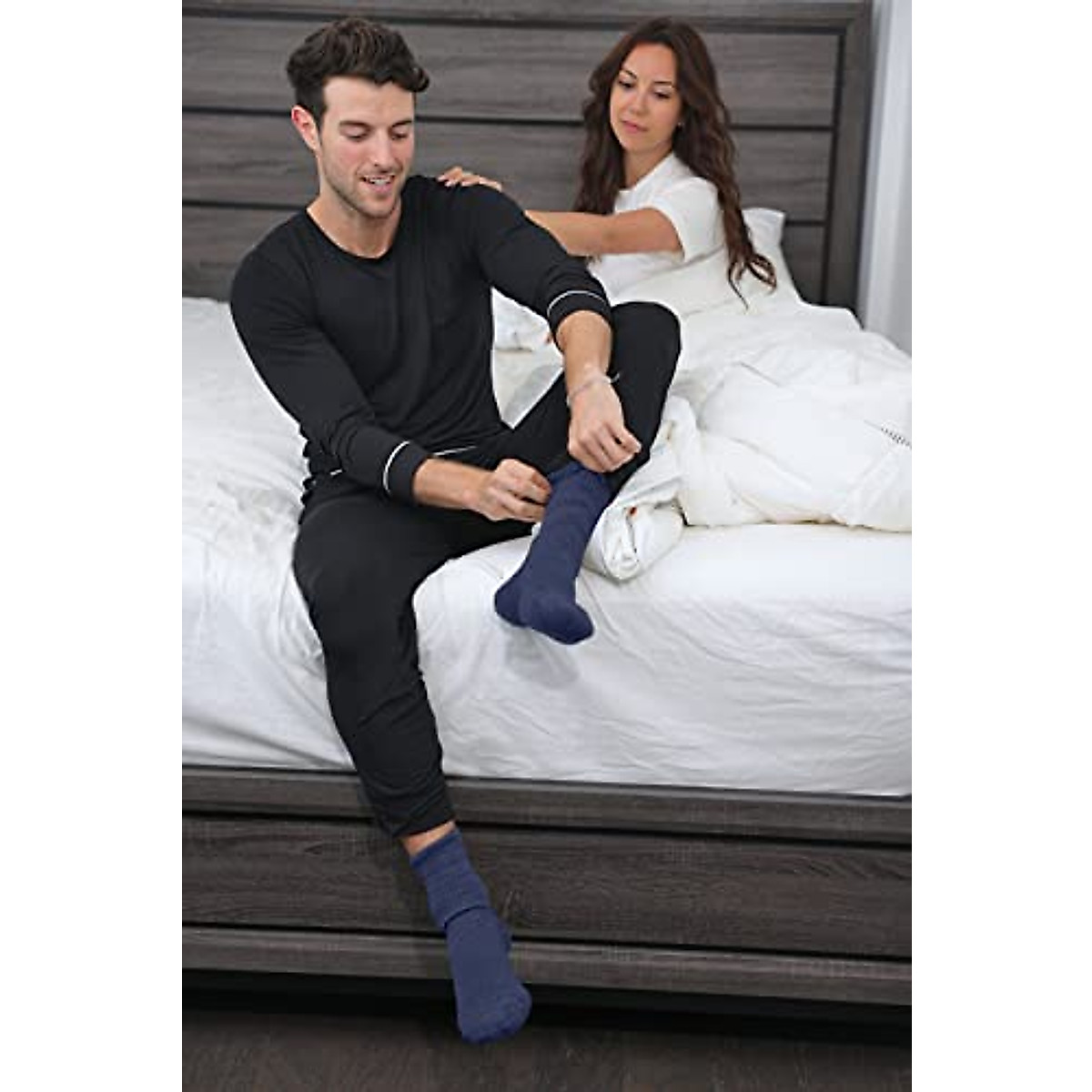TBô Men's The Most Comfortable Bamboo Atheletic Cushion Crew Socks, Breathable, 3 Pack, Navy, OS