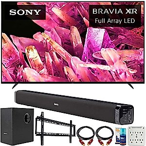 Sony XR55X90K Bravia XR 55" X90K 4K HDR Full Array LED Smart TV (2022 Model) Bundle with Deco Gear Home Theater Soundbar with Subwoofer, Wall Mount Accessory Kit, 6FT 4K HDMI 2.0 Cables and More