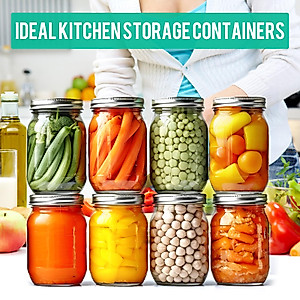 CAKKVDE Mason Jars 16 oz with Lids and Bands 15 Pack, Regular Mouth Food Storage Canning Jars, Clear Glass Jars for Canning, Fermenting, Jam, Honey, Wedding Favors, Sauces, DIY