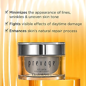 Elizabeth Arden PREVAGE Anti Aging Night Cream, Intensive Overnight Face Cream for Women, Helps Minimize Lines, Wrinkles, and Sun Damage, Works Overnight to Repair and Rejuvenate Skin, 1.7 oz Jar