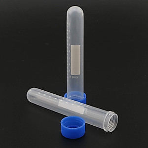 Kesell Centrifuge Tubes Round Bottom Screw Cap Plastic Test Tube Vials 10ml with Graduation and Writing Area, Pack of 20