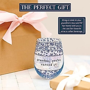 Pavilion Gift Company - Grandma-18 ounce Stemless Wine Glass, Grandma Gifts From Grandkids, Mothers Day Gifts For Mimi, Women, Her, Gifts For Nana, 1 Count, Pack of 1, 5.5 x 3.5 inches