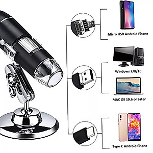 LXXSH Digital Microscope Magnifying Camera with Light Charging Stand Handheld Inspection Magnifier (Color : A, Size : One Size)