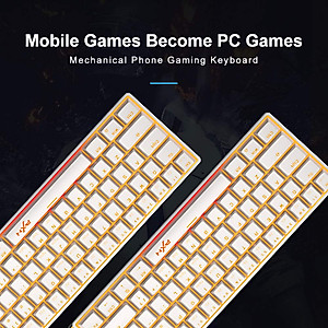 PXN K30 60% Mechanical Keyboard Wireless Mobile Gaming Keyboard Backlit Wired LED Mini Compact Keyboards Compatible with Android PC Laptop (White)