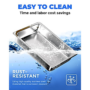 WantJoin Full Size Steam Table Pans,6-Pack 6 Inch Deep Restaurant Steam Table Pans Commercial, Hotel Pan Made of 201 Gauge Stainless Steel