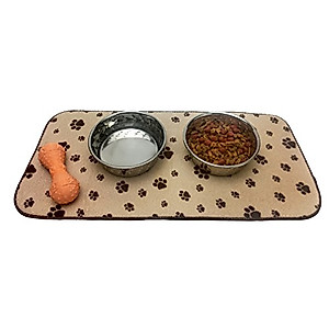 Kitchen Basics Microfiber Pet Bowl Feeding Mat, Anti-Skid and Absorbent, 10 Inch x 20 Inch