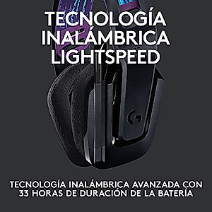 Logitech G535 LIGHTSPEED Wireless Gaming Headset - Lightweight on-ear headphones, flip to mute mic, stereo, compatible with PC, PS4, PS5, USB rechargeable - Black