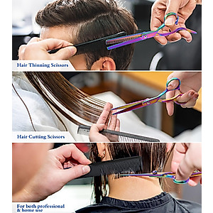 Hair Cutting Scissors Kits,11Pcs Professional Haircut Scissors Kit with Comb,Clips,Cape,New Craftsmanship Stainless Steel Hairdressing Thinning Shears Set for Barber,Salon,Home,Men,Women