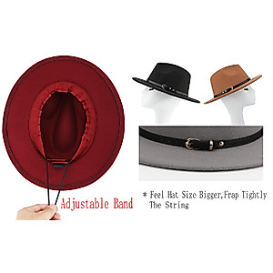 Melesh Wide Brim Unisex Classic Belt Buckle Fedora Hat (b Black)