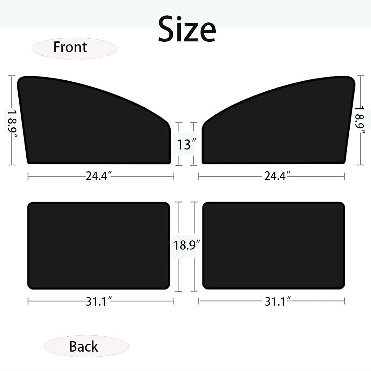 MilkShot 4 PCS Car Window Shade for Side Windows, Magnetic Window Shades for Car Baby and Kids, 100% Block Light Car Window Shade for Breastfeeding, Taking a Nap, Changing Clothes, Black