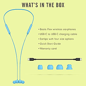 Beats Flex Wireless Portable Bluetooth Earbuds Built-in Microphone - Flame Blue (Renewed)