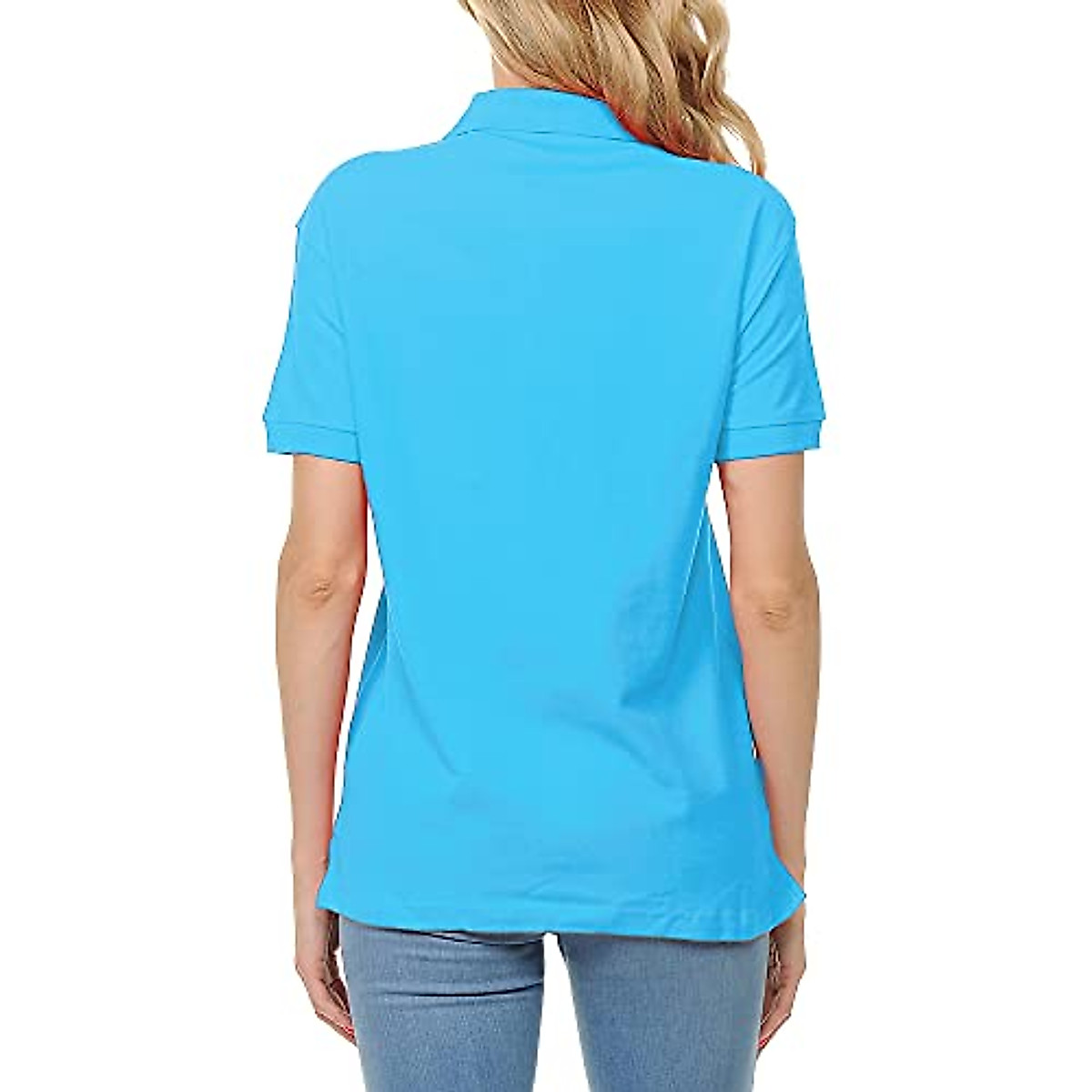 FRESH TEE Women's Adult Unisex 100% Cotton Classic Fit Polo Shirt Short Sleeve for Daily Work School Uniform (Large, Sky Blue)