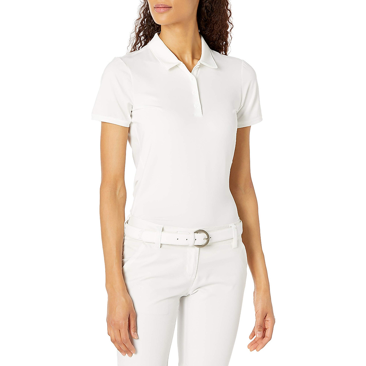 adidas Golf Women's Ultimate365 Primegreen Short Sleeve Polo Shirt, White, Medium