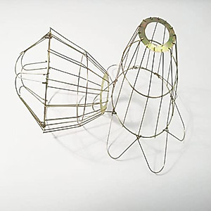 PATKAW 3 Pcs Industrial Vintage Style Light Cage Antique Lamp Holders Reptile Heat Lamp Guard Metal Lamp Shade for Pets Reptile Terrarium Lizards Golden