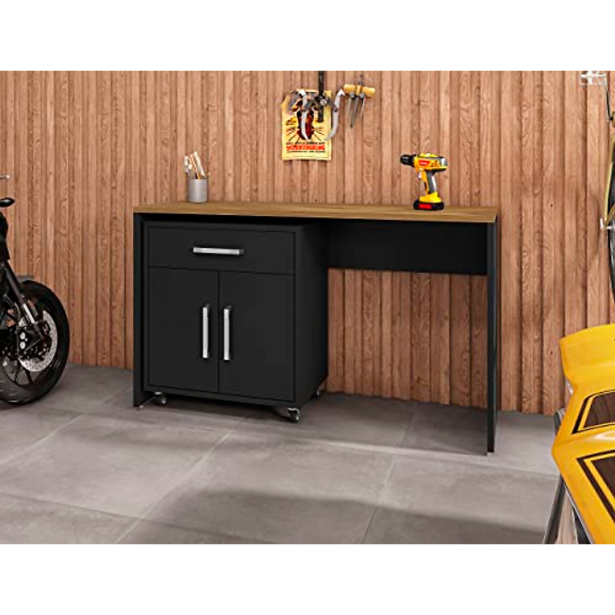 Manhattan Comfort Eiffel Garage Cabinets and Storage System, Set of 2, White